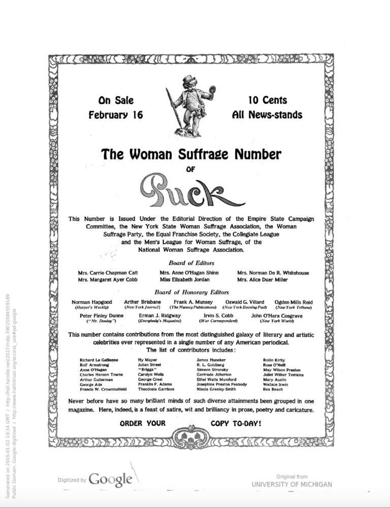 The Puck Magazine Suffrage Issue - Women's Suffrage and the Media